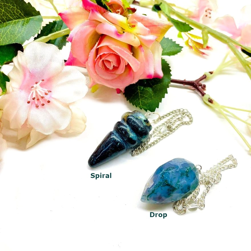 Shop Genuine Moss Agate Pendulum for Dowsing online - Talk to Crystals