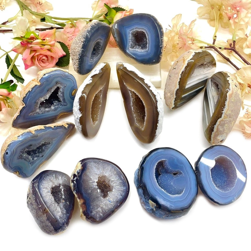 Agate Druzy Geode Pairs online at Talk to Crystals