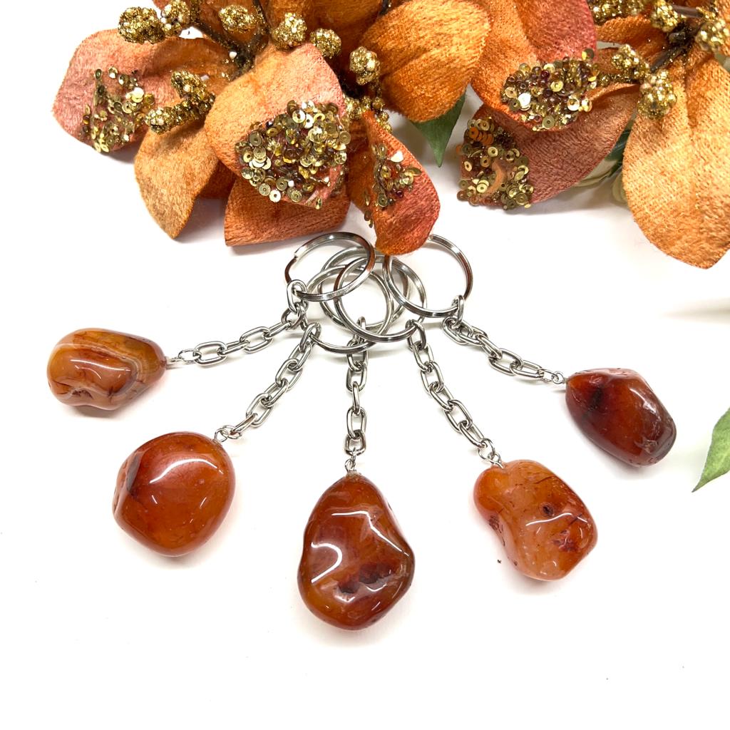 Carnelian Tumbled Stone Key Ring (Passion)