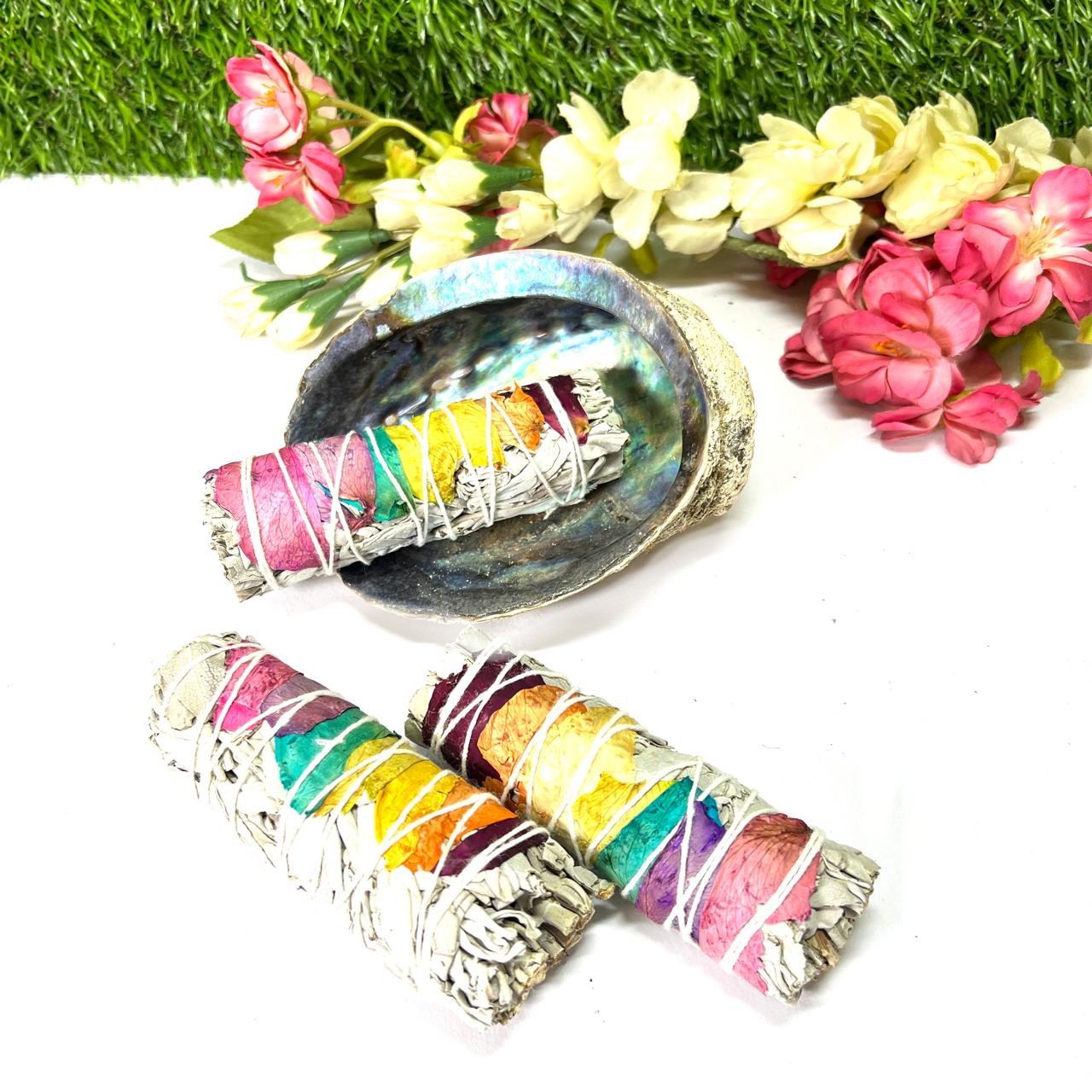 Seven Chakra Rose Petals Sage for Smudging and Cleansing your Aura