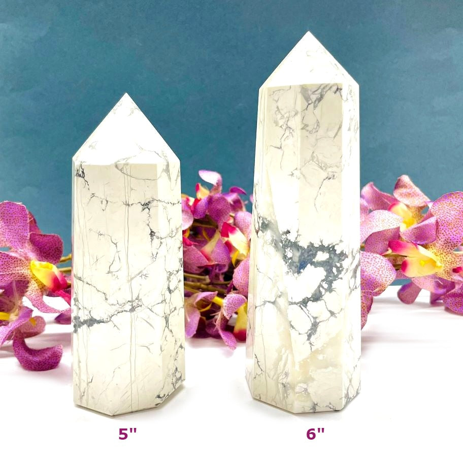 Shop Genuine Howlite Octagonal Tower (Calm) Online - Talk To Crystals