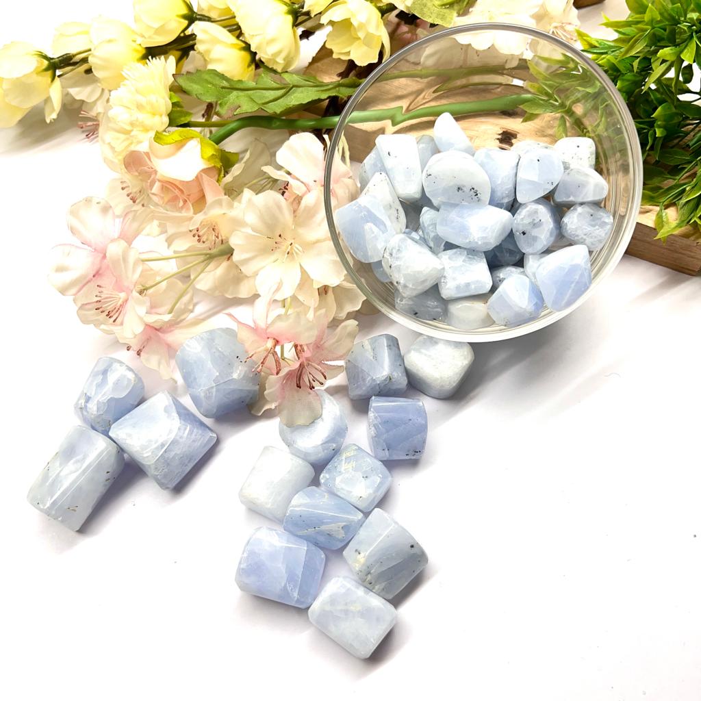 Buy Blue Calcite Tumbles for communication online at Talk to Crystals