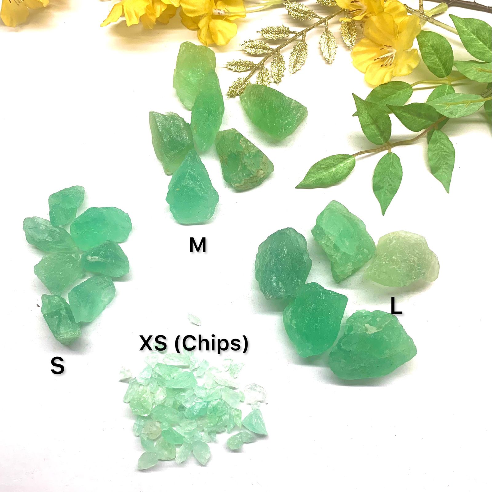 Green Fluorite Rough Shop crystals online in India.